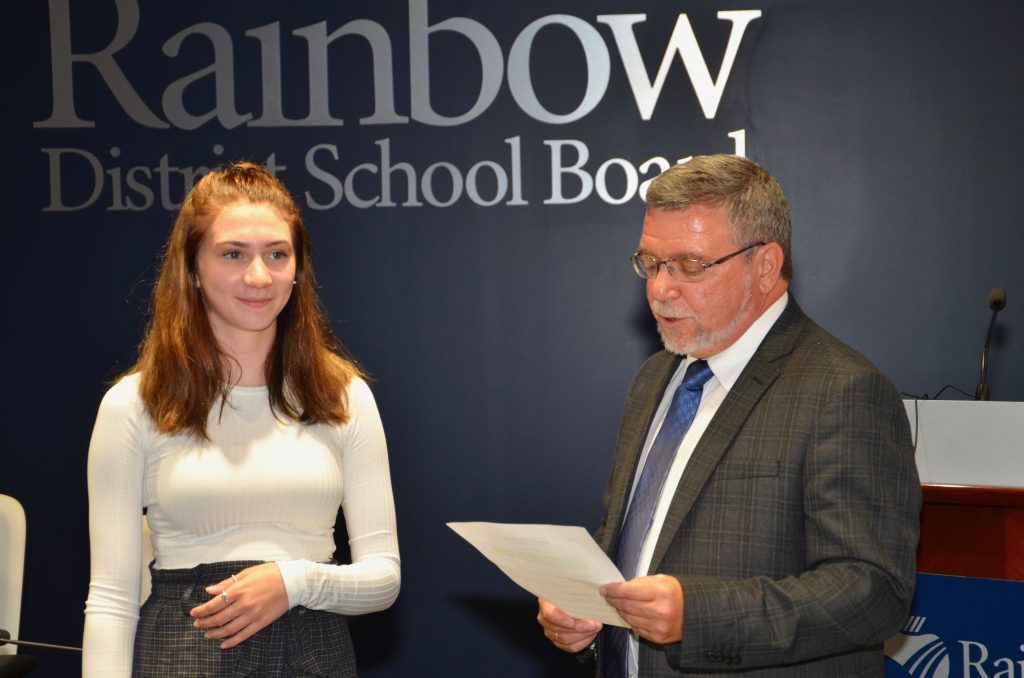 Rainbow District School Board welcomes Student Trustee for 2019-2020 - Rainbow District School Board